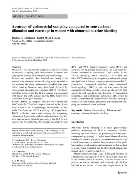 Pdf Accuracy Of Endometrial Sampling Compared To Conventional