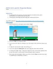 Lab Projectile Motion Docx PHYS Lab Projectile Motion