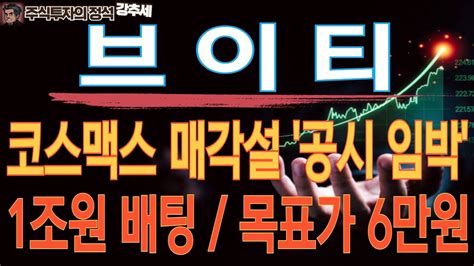 브이티 주가전망 코스맥스 매각설 공시 임박 1조원 배팅 목표가 6만원 브이티주가전망 브이티 브이티주가 니들샷 Youtube