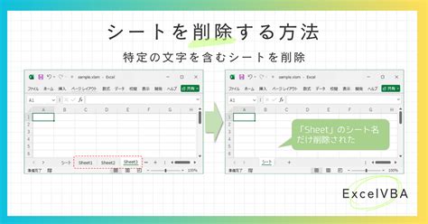 【excelvba】シートを削除する方法(特定の文字を含むシートを削除) ゆるっと自動化 【excelvba】シートを削除する方法(特定の文字を含むシートを削除) ゆるっと自動化