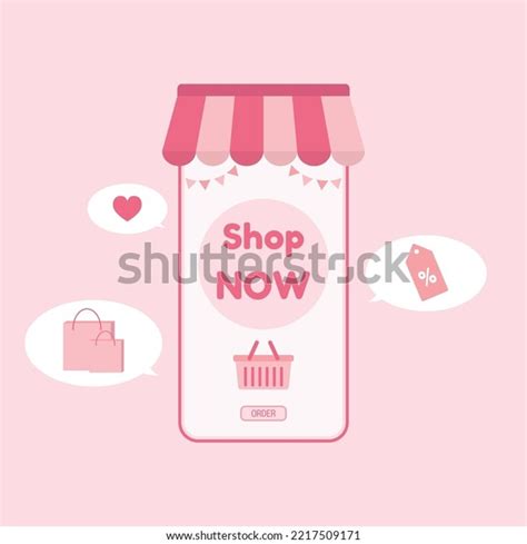 Online Shopping Interface Mobile Vector Illustration Stock Vector Royalty Free 2217509171