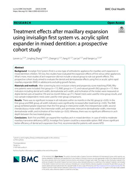 Pdf Treatment Effects After Maxillary Expansion Using Invisalign First System Vs Acrylic
