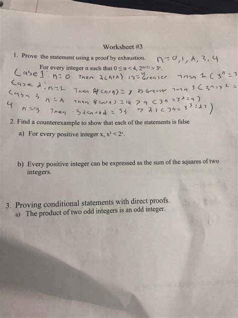 solved worksheet 3 1 prove the statement using a proof by