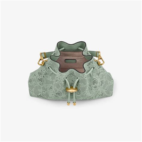 Cinch Small Verde Jimmy Choo Perforated Leather Lace Bucket Bag