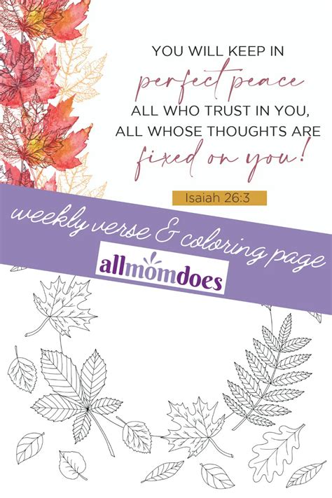 Weekly Bible Verse Coloring Page Isaiah 26 3 Allmomdoes