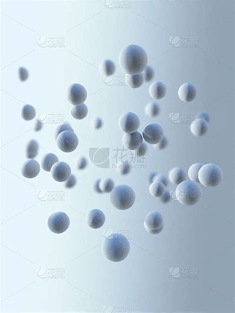 一个不同颜色和不同大小的球体在前面的颜色梯度的特写的3d插图素材 花瓣网