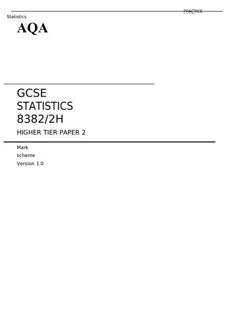 Aqa Gcse Statistics Higher Tier Paper 1 And 2 Question Papers And Final