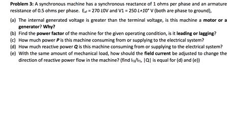Solved Problem A Synchronous Machine Has A Synchronous Chegg