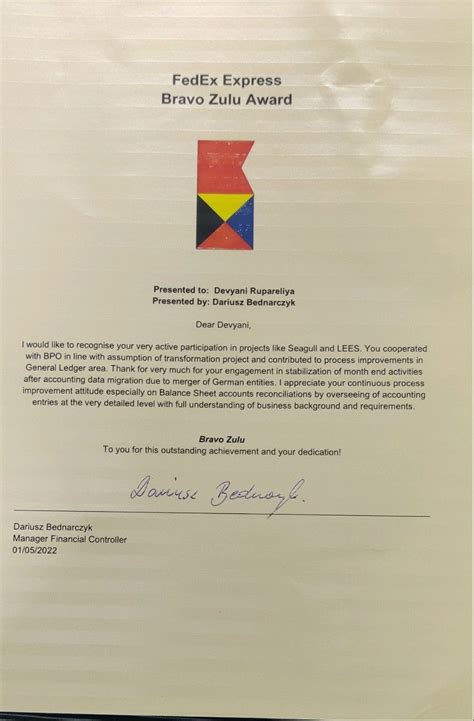 Ca Devyani Rupareliya On Linkedin Bravozulu Fedexcares