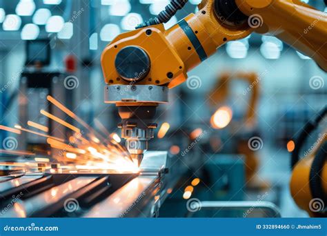 Robotic Arm Performing Spot Welding On Assembly Line Vector Illustration