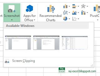 Raj Excel Take Screen Shoot Screen Clipping In Excel