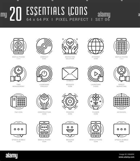 Line Icons Set Trendy Modern Flat Thin Linear Stroke Vector Essentials Objects Concept For