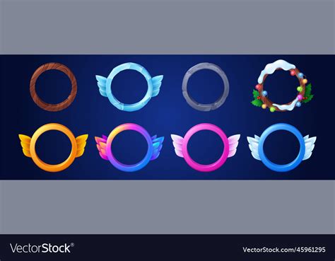 Fantasy Winter Game User Avatar Frame Set Vector Image