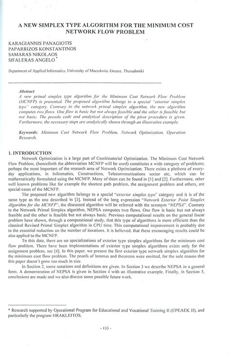 Pdf A New Simplex Type Algorithm For The Minimum Cost Network Flow Problem