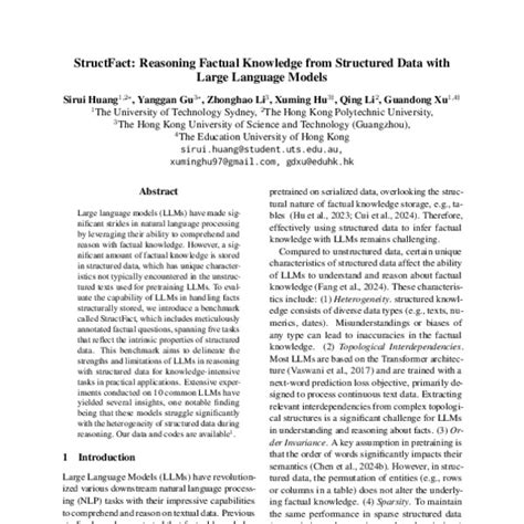 structfact reasoning factual knowledge from structured data with large