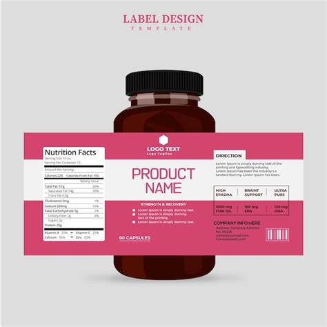 Etiqueta De Suplemento De Dise O De Etiqueta De Botella Vector Premium