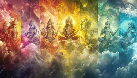 Vishnu Avatars Dynamic Image Showing Vishnu Transforming Through His