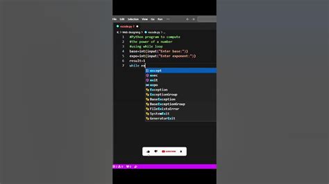 Python Program To Compute The Power Of A Number Using While Loop Python Coding Shortsfeed