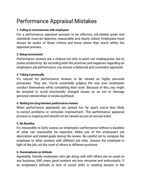 Thirteen Common Mistakes In Performance Appraisals And How To Avoid Them Pdf Performance