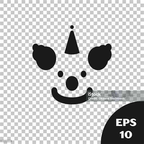 투명 한 배경에 격리 된 검은 광대 머리 아이콘입니다 벡터 일러스트레이션 공연자에 대한 스톡 벡터 아트 및 기타 이미지