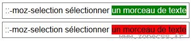 Moz Selection CSS Exemple De Code ZONE CSS