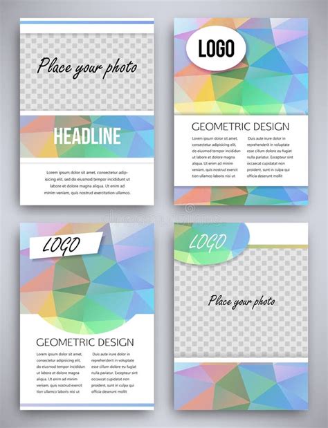 Abstract Big Set Of Multicolor Or Colorful Triangular Geometric Design Brochure And Flyer