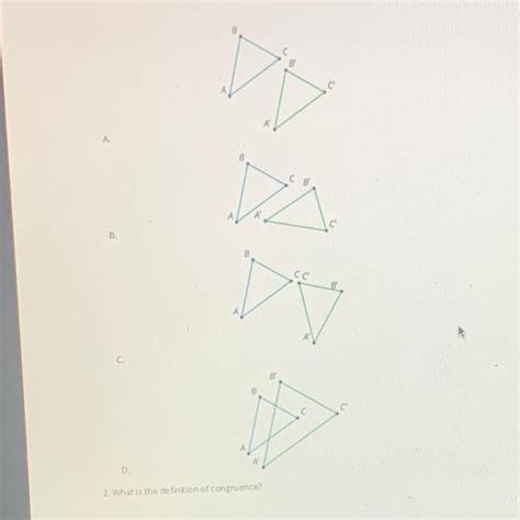 Here Are 4 Triangles That Have Each Been Transformed By A Different