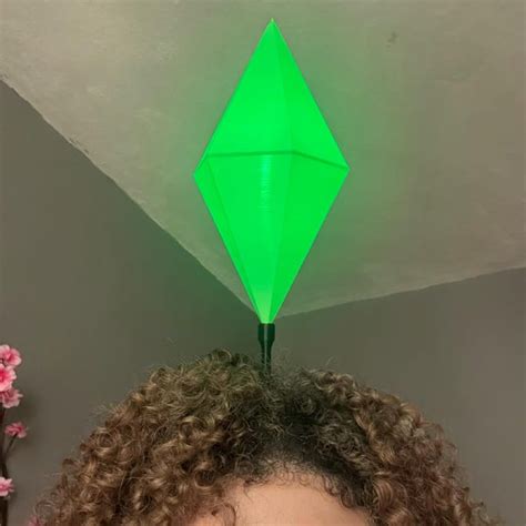 Huge Sims Led Plumbob Headband Life Size Light Up Mood Plum Bob