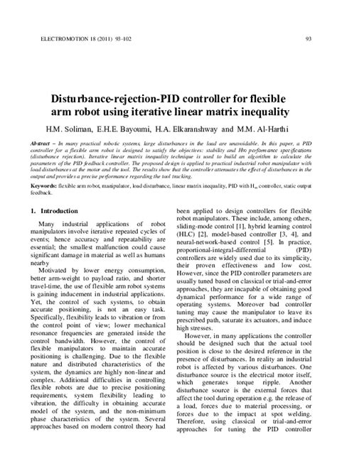 Pdf Disturbance Rejection Pid Controller For Flexible Arm Robot Using