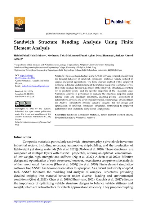 Pdf Sandwich Structure Bending Analysis Using Finite Element Analysis