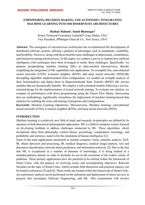 Pdf Empowering Decision Making And Autonomy Integrating Machine Learning Into Microservices