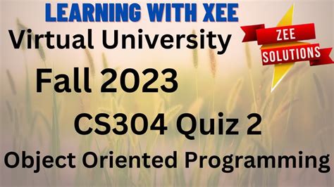 Cs304 Object Oriented Programming Quiz 2 Fall 2023 Virtual University