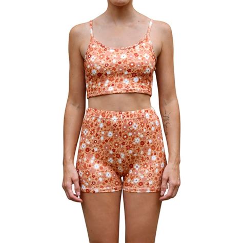 Crop Top Shorts Set Etsy