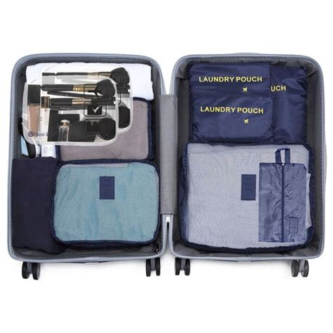 Комплект от 8 калъфа за организация на багаж Quasar And Co органайзери за куфари Тъмно син