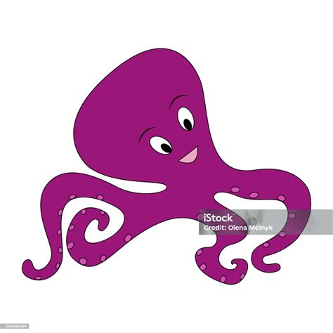 만화 색 문어 윤곽선 흰색 배경에 격리된 벡터 색상 그림입니다 인사말 카드 포스터 전단지 옷 인쇄 장식 문어에 대한 스톡 벡터