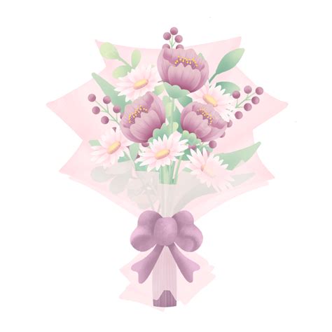 보라색 꽃다발 보라색 꽃 꽃다발 꽃다발 그림 Png 일러스트 및 Psd 이미지 무료 다운로드 Pngtree