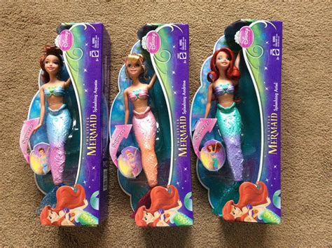 New 3 Little Mermaid Splashing Ariel Aquata And Andrina 12 Bath Dolls