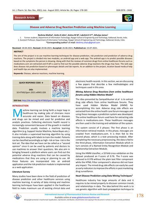 Pdf Disease And Adverse Drug Reaction Prediction Using Machine Learning
