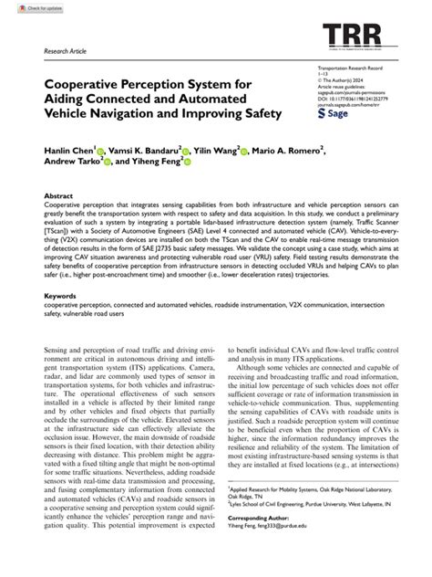 Cooperative Perception System For Aiding Connected And Automated Vehicle Navigation And