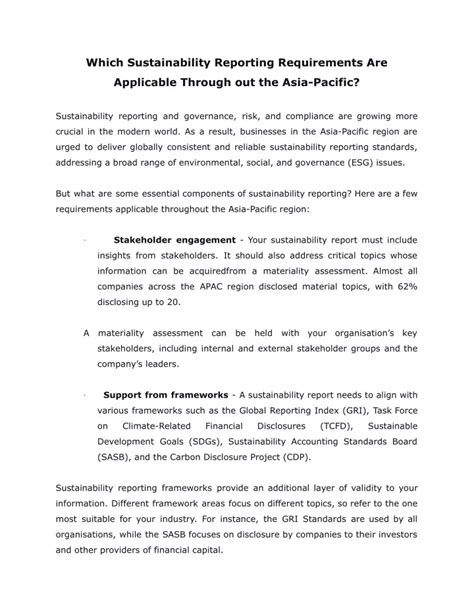 Ppt Which Sustainability Reporting Requirements Are Applicable Through Out The Asia Pacific