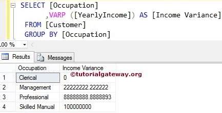 SQL VARP Function
