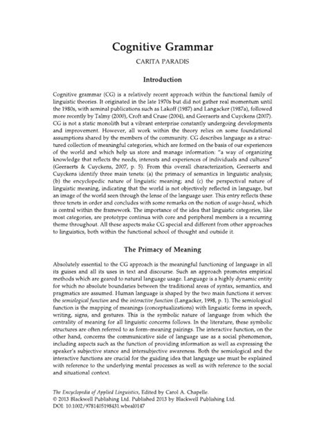 Cognitive Grammar Pdf