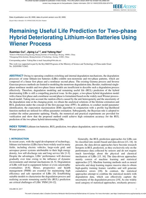 Pdf Remaining Useful Life Prediction For Two Phase Hybrid Deteriorating Lithium Ion Batteries