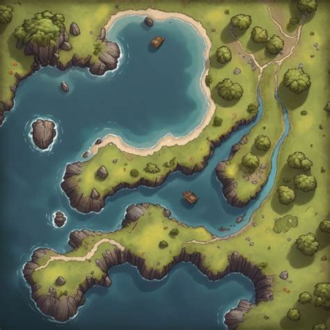 A Top Down Map Of An Island 2d Dnd Battlemap Highl