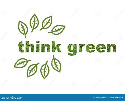 Eco Friendly Think Green Text Sign Symbol Icon Isolated On White Stock