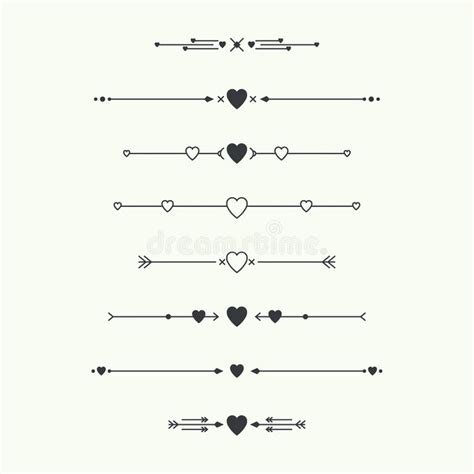 Divider Line Border Underline Vintage Design Set Stock Illustrations