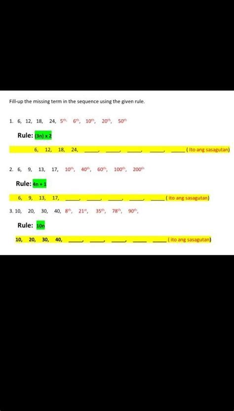 fill up the missing term is the sequence using the given rule 1 6 12 18