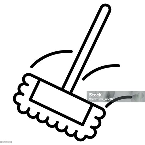 얇은 선 스타일의 걸레 아이콘 벡터 일러스트 레이 션 그래픽 디자인 가사 집안일에 대한 스톡 벡터 아트 및 기타 이미지 가사 집안일 개념 기호 고립 색상 Istock