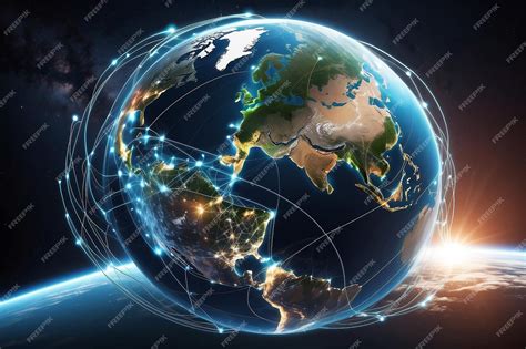 Global Network And Internet Connection In Orbital Earth Globe Concept Of Wireless Digital