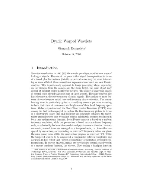 Dyadic Warped Wavelets Download Free Pdf Wavelet Basis Linear Algebra